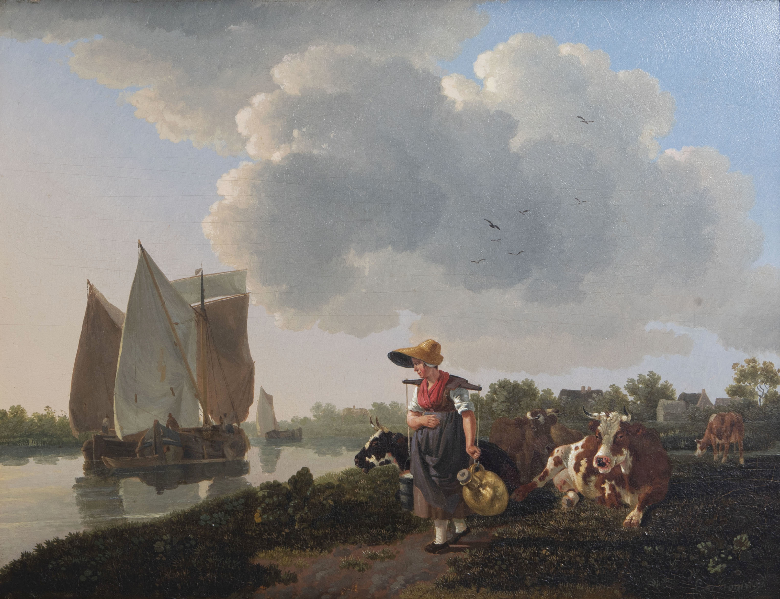 Leendert de Koningh (1777-1849): Shepherdess with herd in the vicinity ...