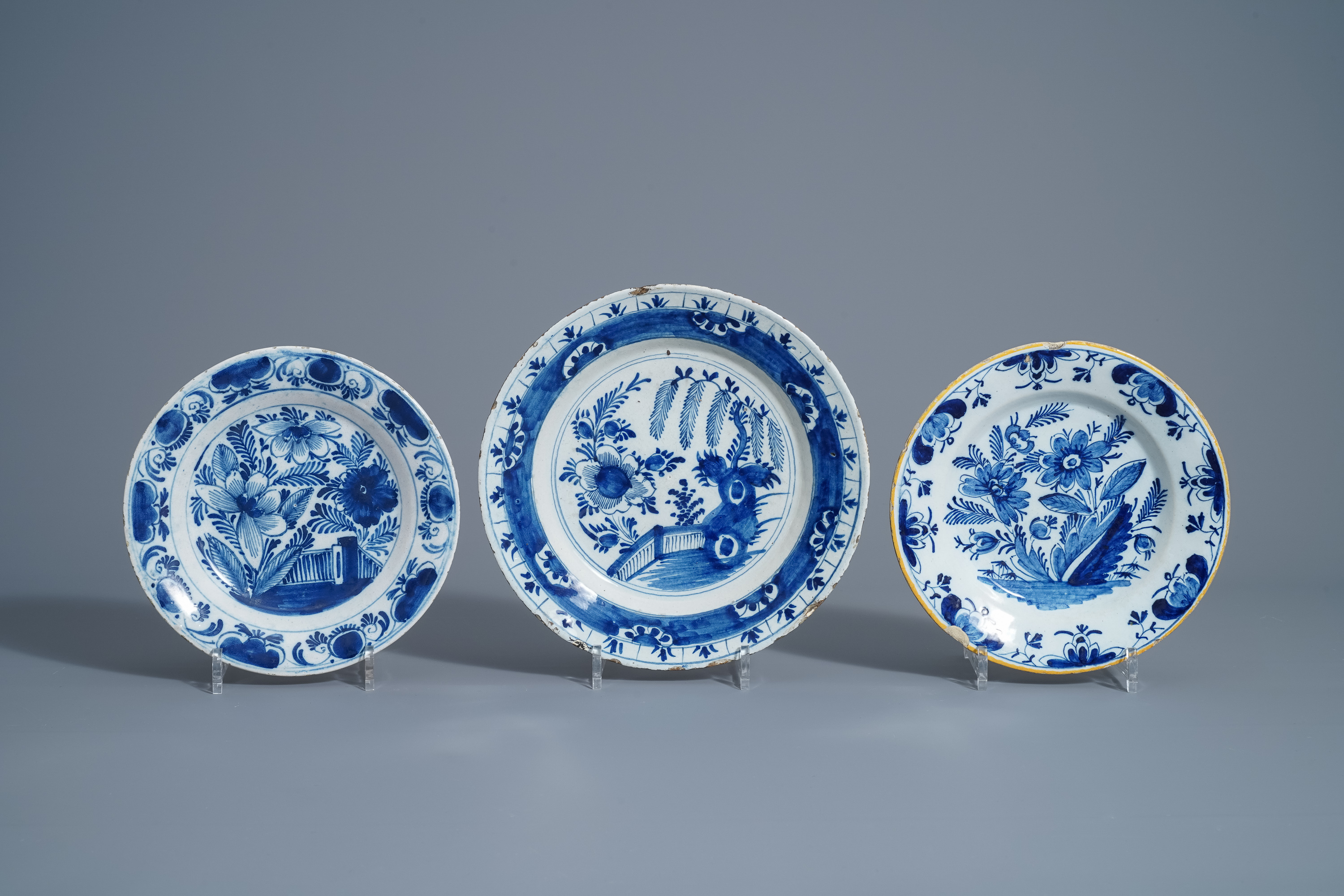 Ten Dutch Delft blue and white dishes and plates, 18th C. - Coronari ...