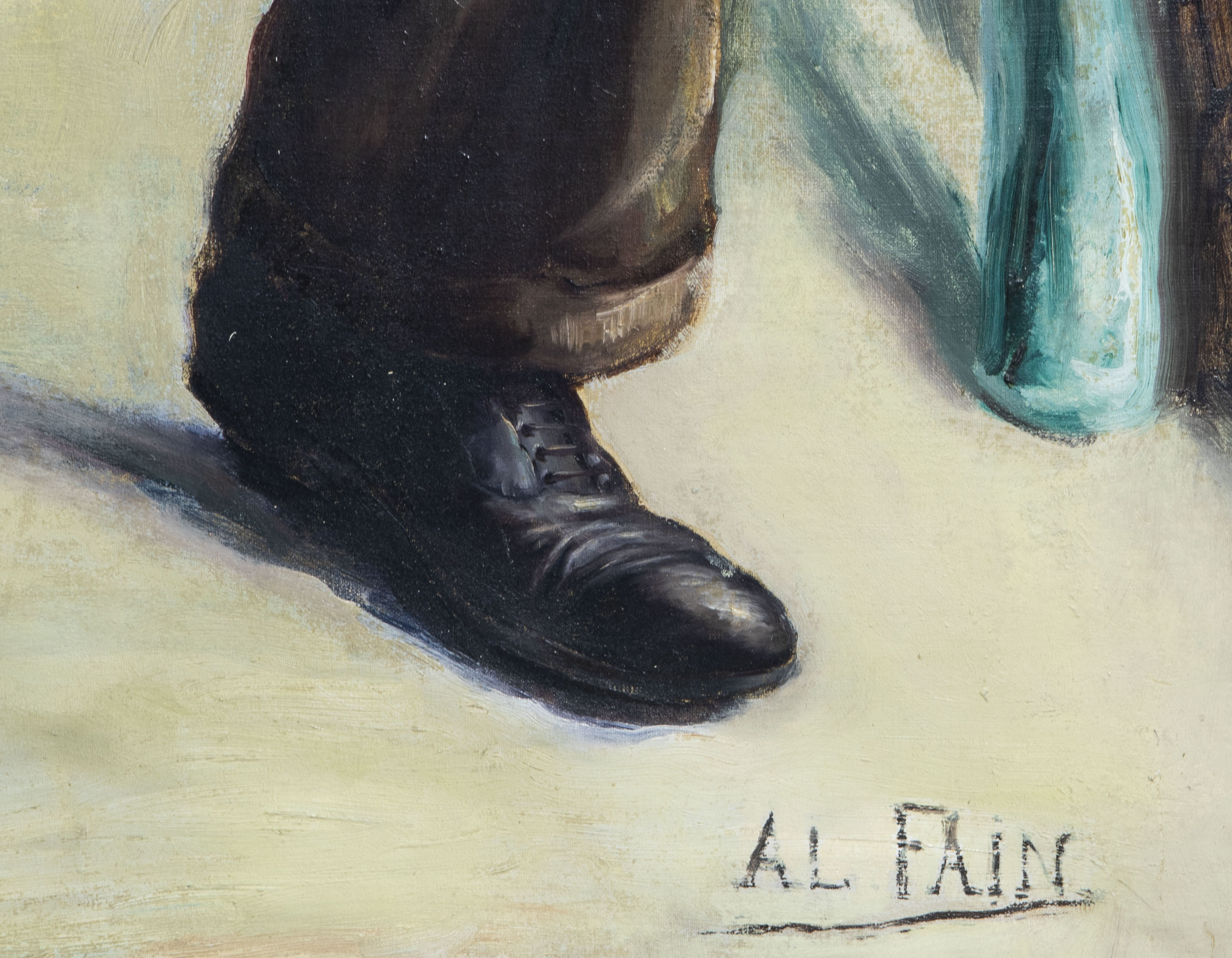 Al. Fain (Belgian school, 20th C.): Card player, oil on canvas ...
