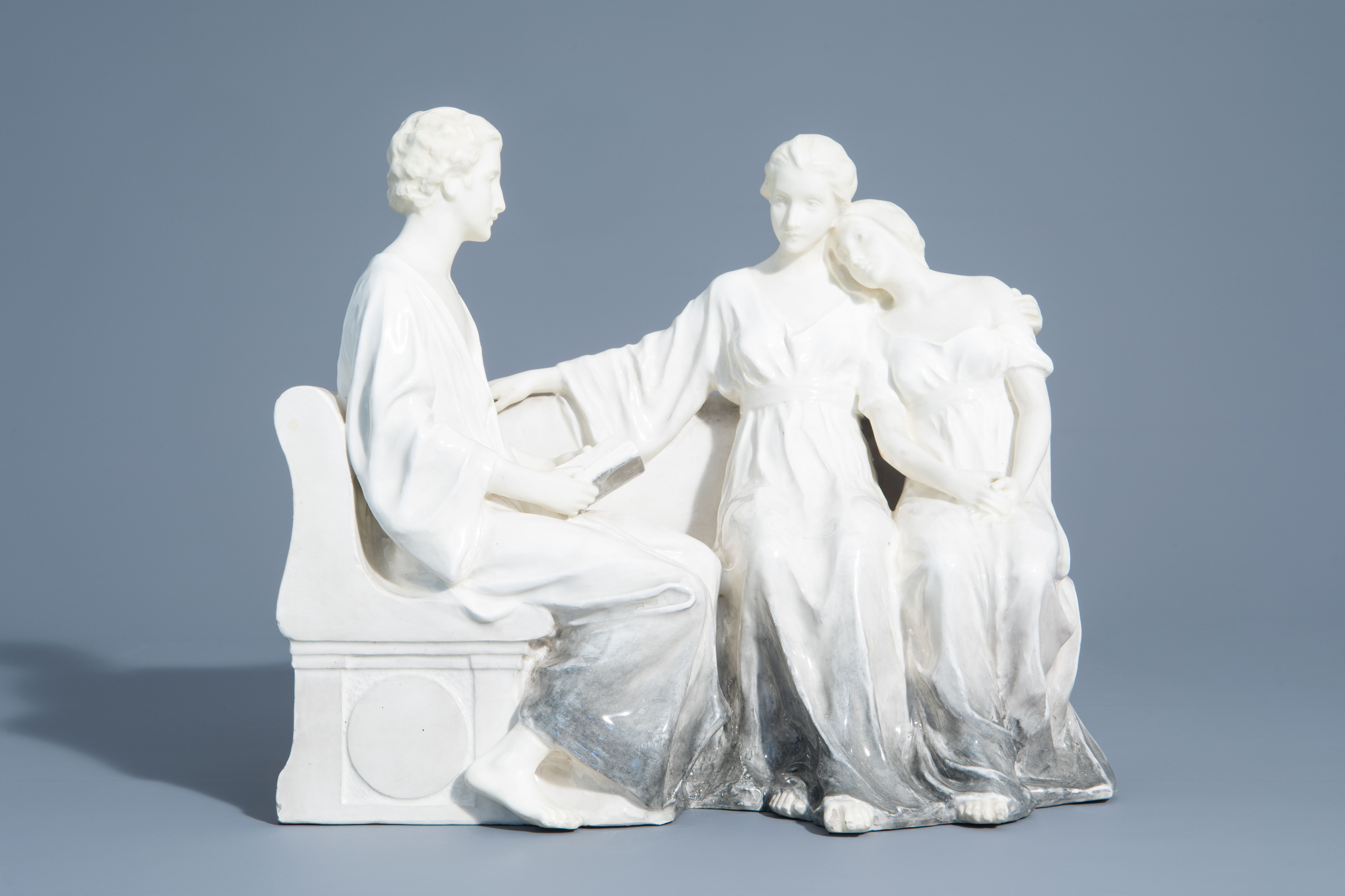 Rudolf Podany (Vienna, 1876-1963): The conversation, a polychrome ...