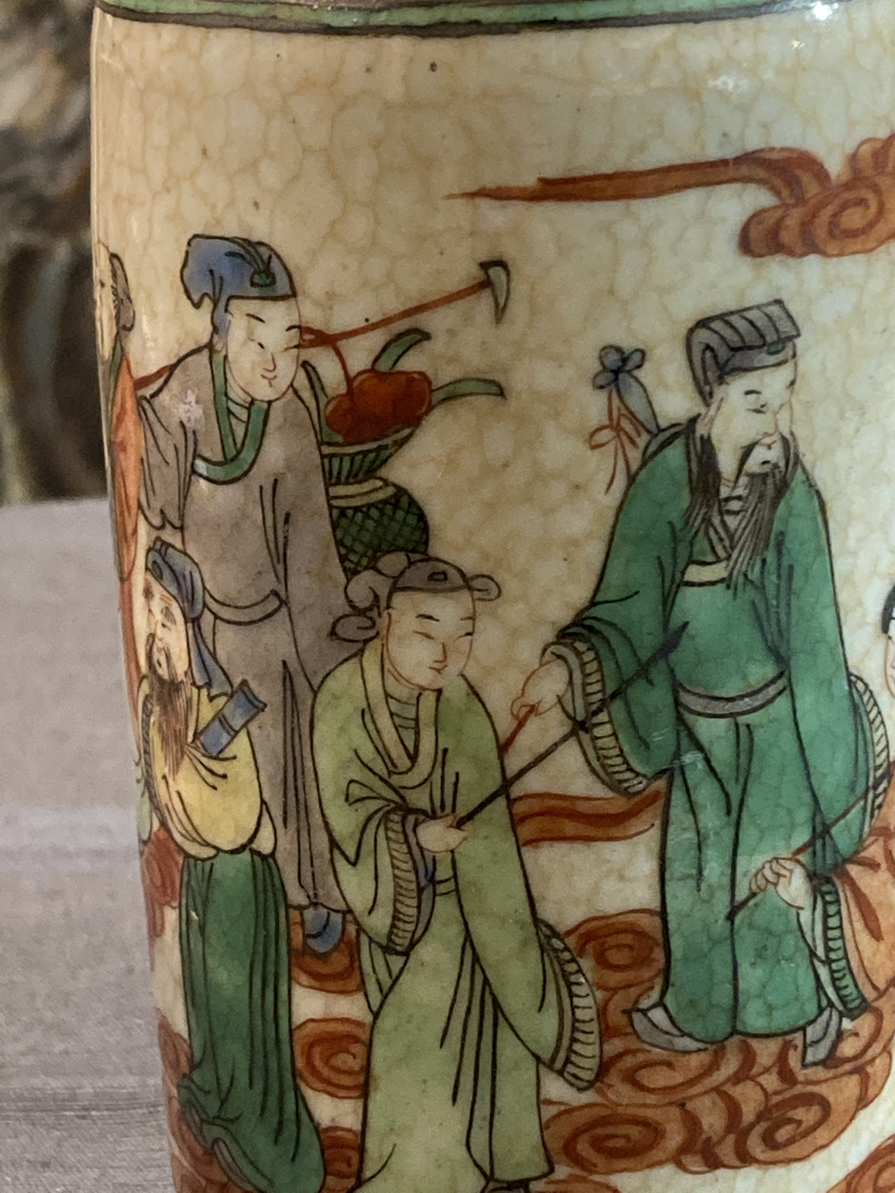 Four various Chinese polychrome and monochrome vases, 19th/20th C ...