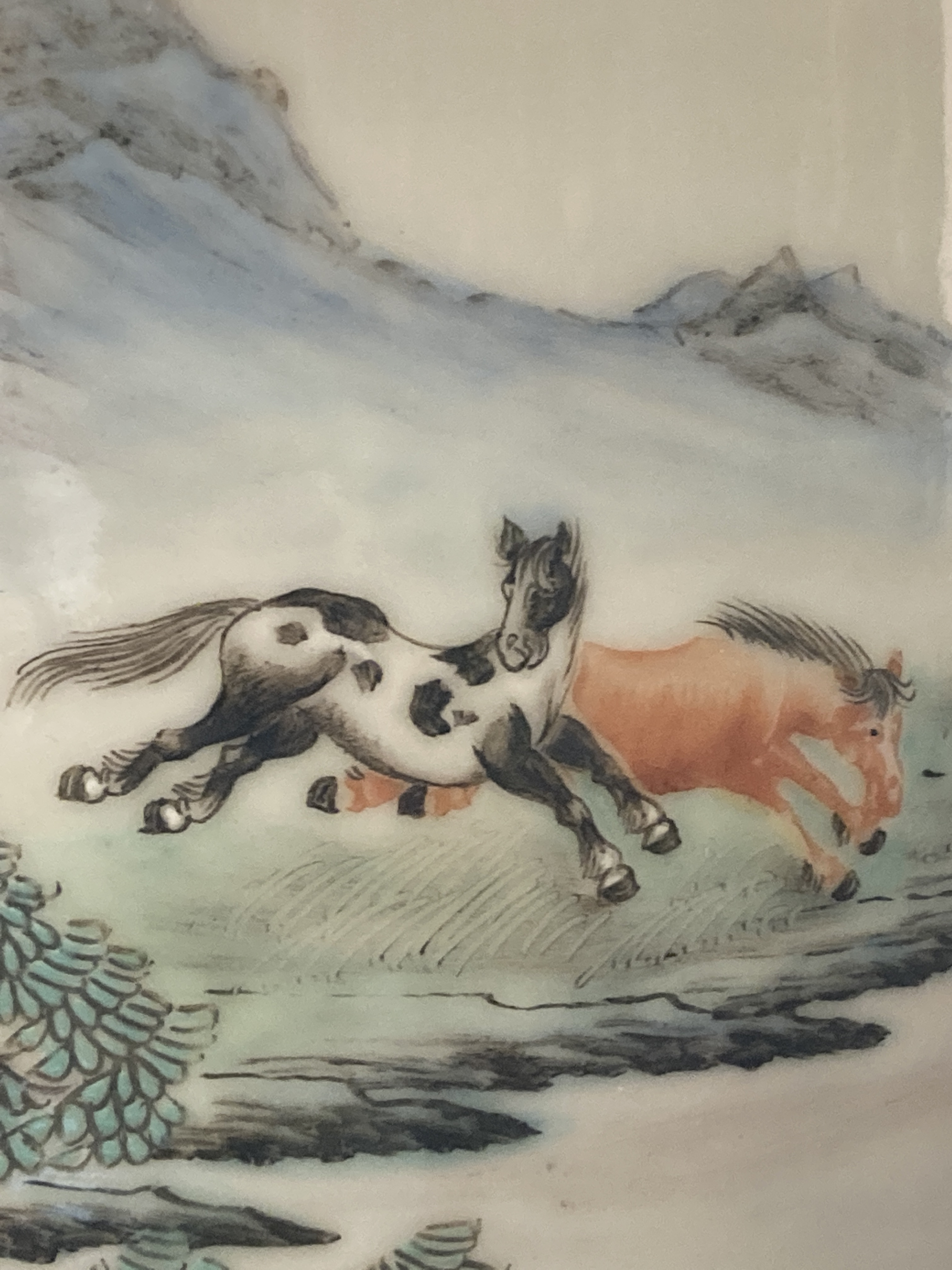 A Chinese famille rose 'rice production' vase, a pair of 'Eight Horses ...