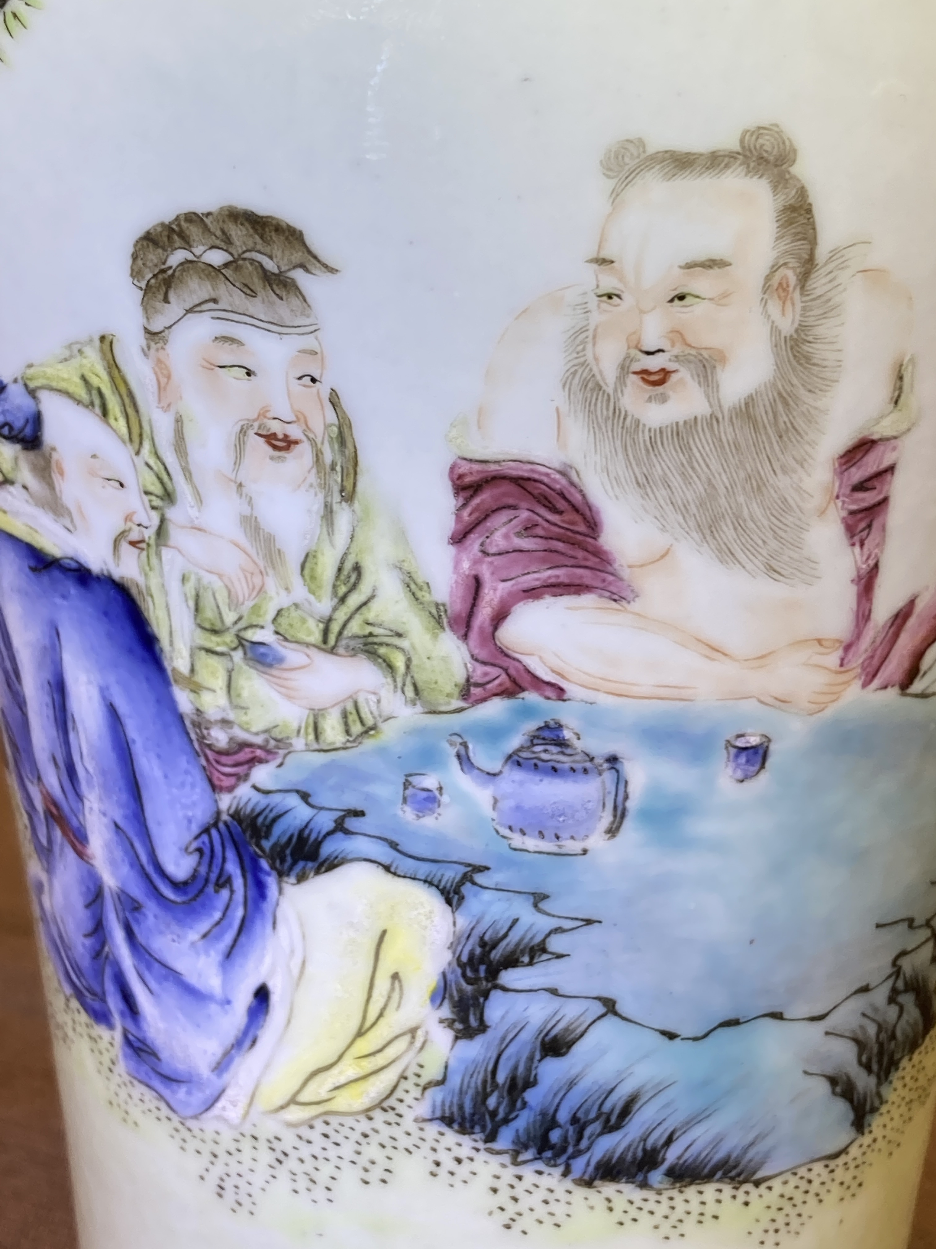 A Chinese famille rose meiping vase with scholars in a landscape ...