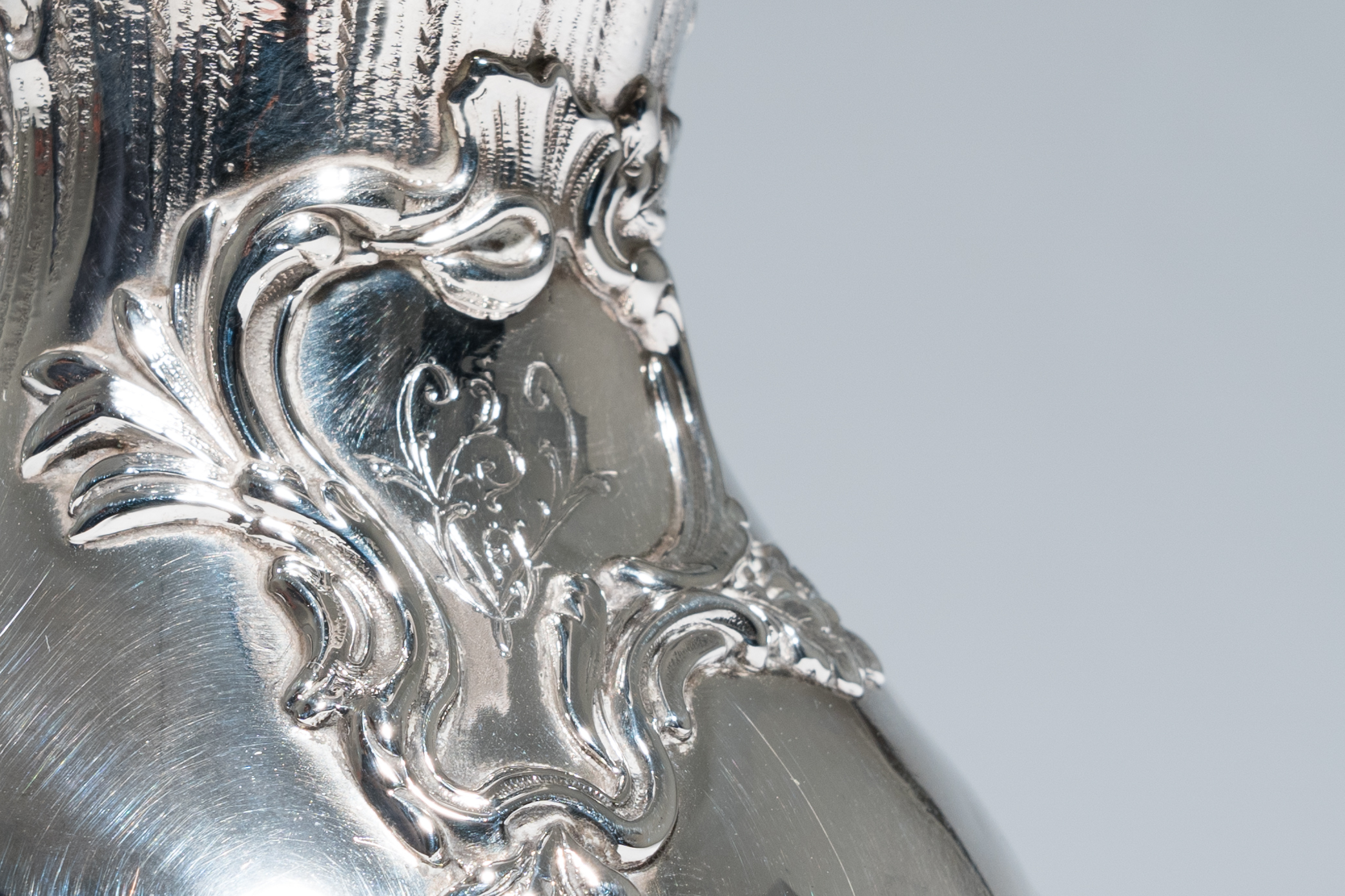 A four-piece French rococo revival silver coffee set with floral design ...