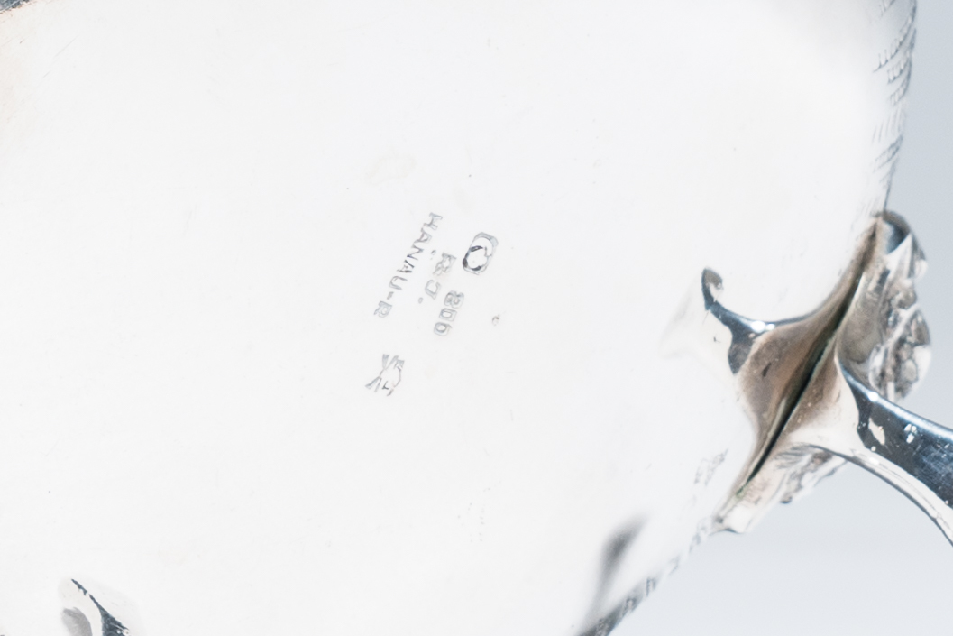 A five-piece German Rococo revival silver coffee and tea set with ...