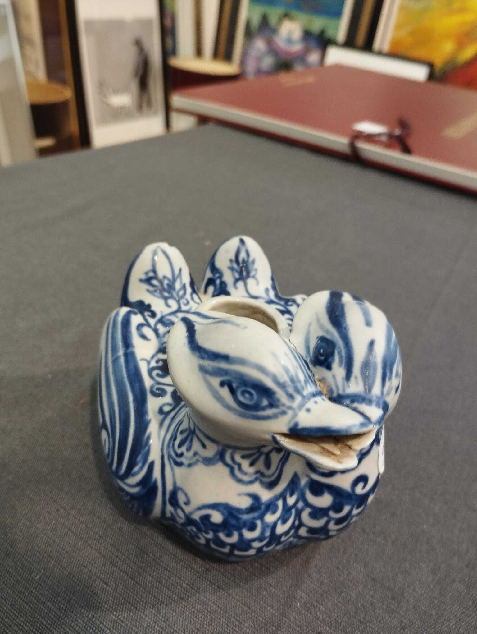 A Chinese blue and white twin duck-form water dropper, probably Ming ...