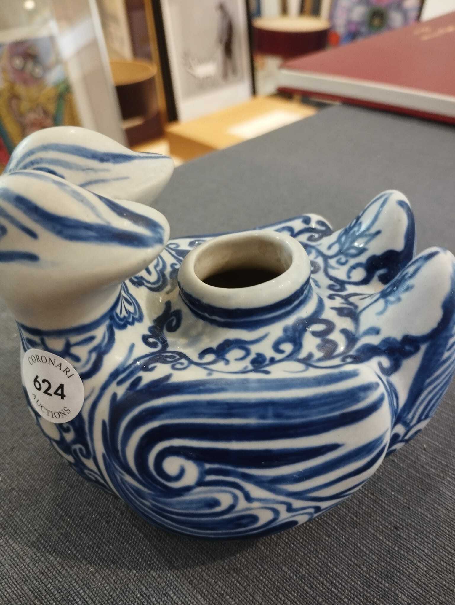 A Chinese blue and white twin duck-form water dropper, probably Ming ...