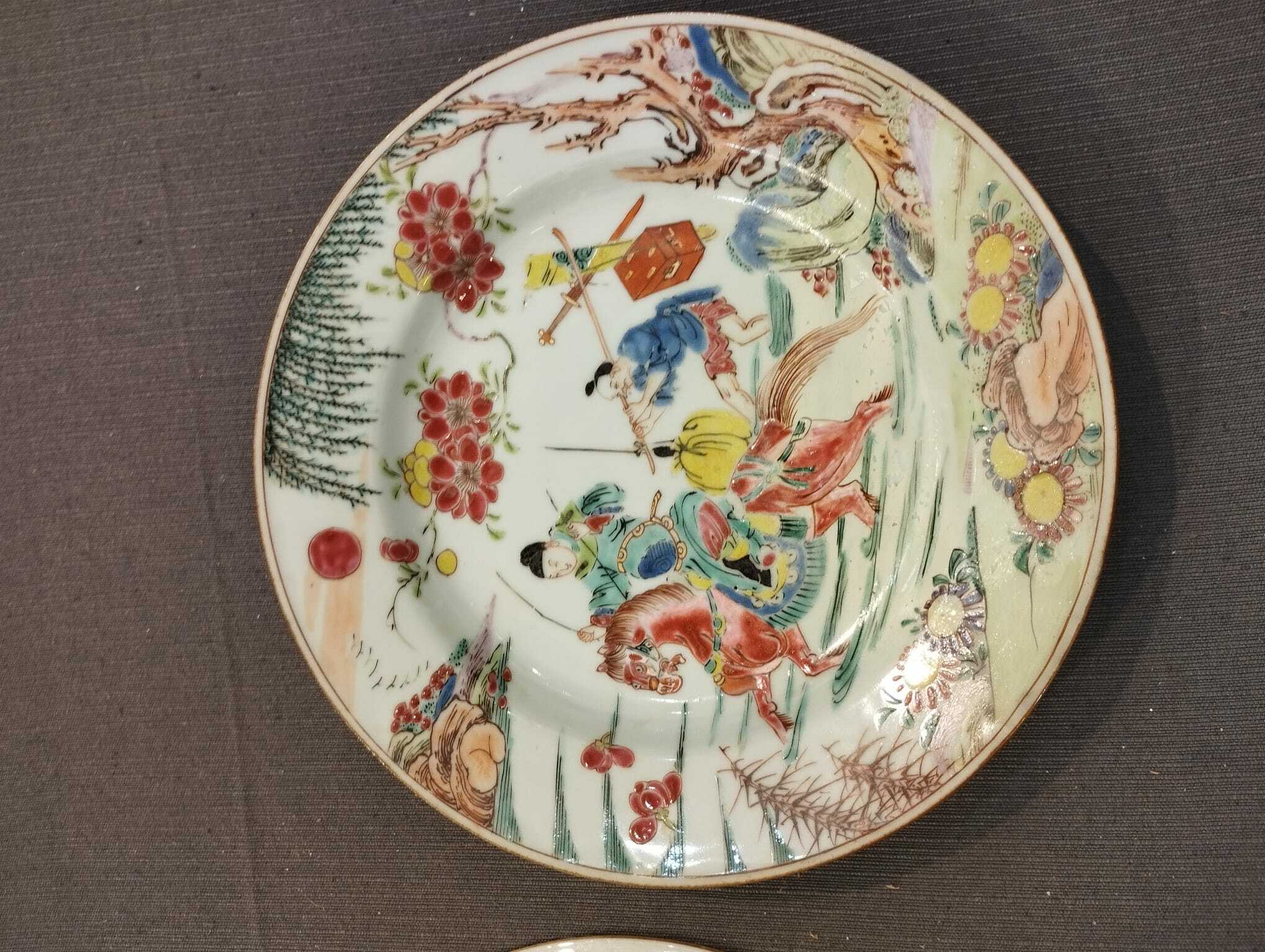 A pair of Chinese famille rose 'scholar Zhang Sheng and his servant ...