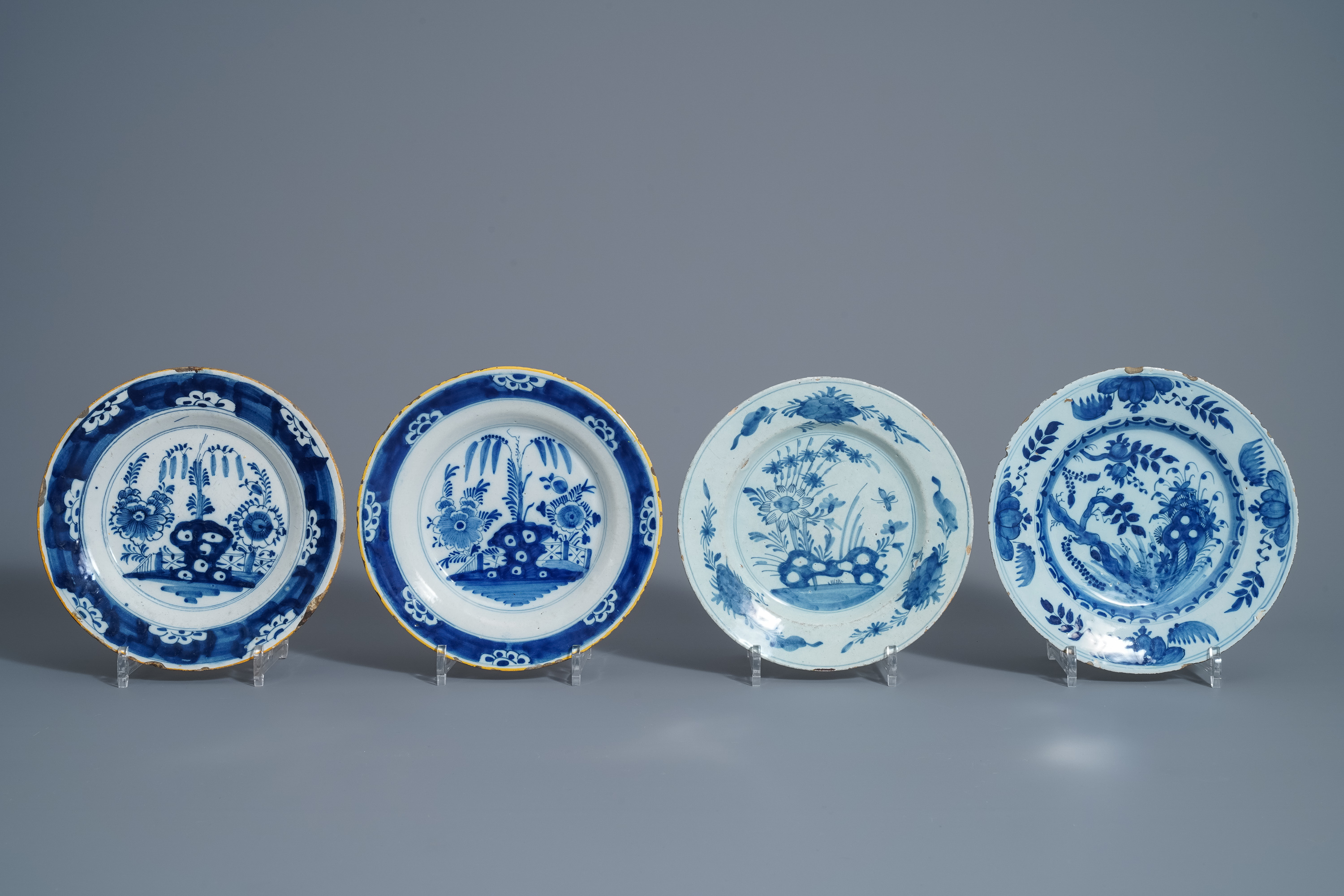Ten Dutch Delft blue and white dishes and plates, 18th C. - Coronari ...