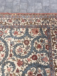 A Persian Qom (Qum/Ghom) rug with floral design, wool on cotton, second ...