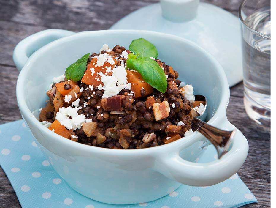 Linsgryta med pumpa och pancetta – Tasteline